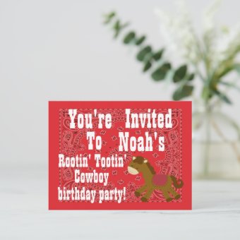 Rootin' Tootin' Cowboy Birthday Party Invitation | Zazzle