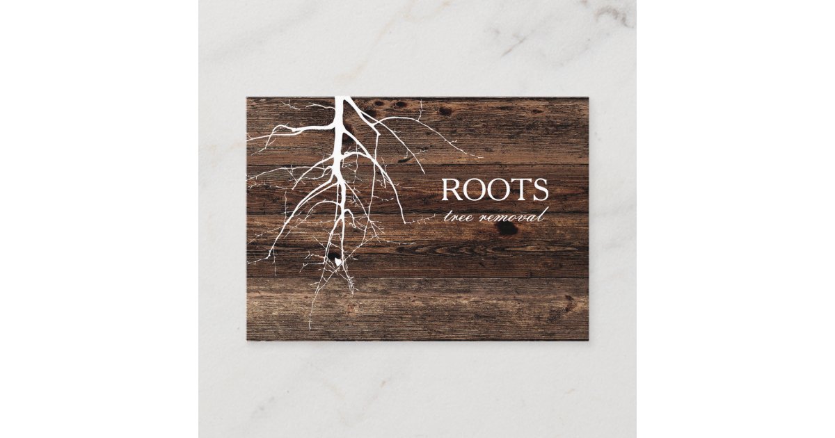 Roots tree wood board background Business Card | Zazzle