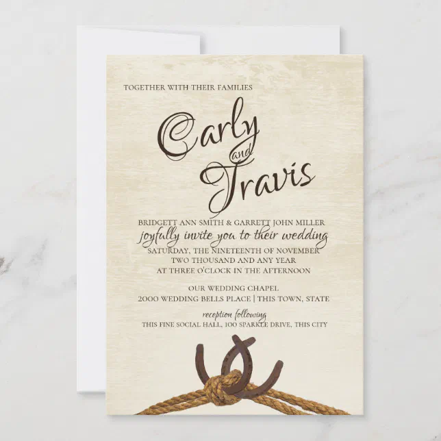 Rope and Horse Shoes Wedding Invitation | Zazzle
