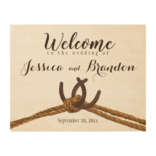 Rope and Horseshoes Wedding Welcome Sign | Zazzle