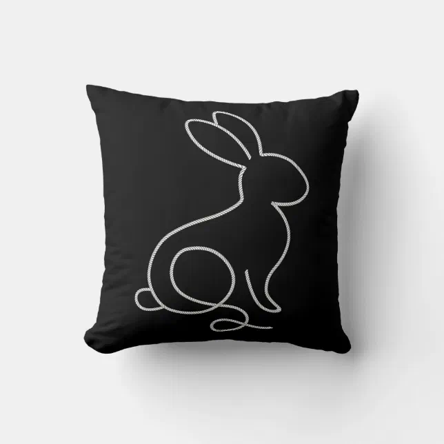 Rope Bunny Rabbit Minimal Modern Design Throw Pillow | Zazzle