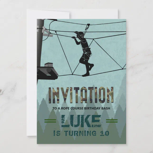 Rope Course Birthday Party Invitation | Zazzle