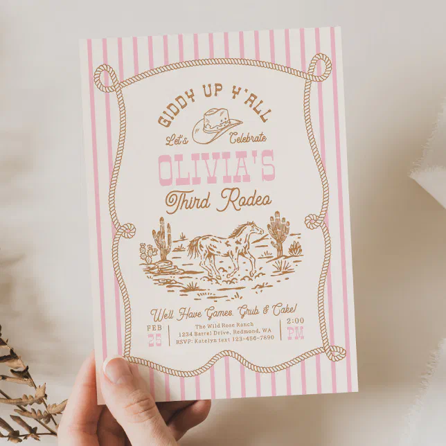 Rope Cowgirl Birthday Invitation | Zazzle