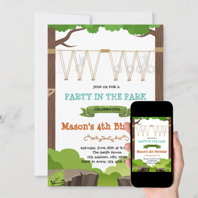 Rope walk activity birthday invitation | Zazzle