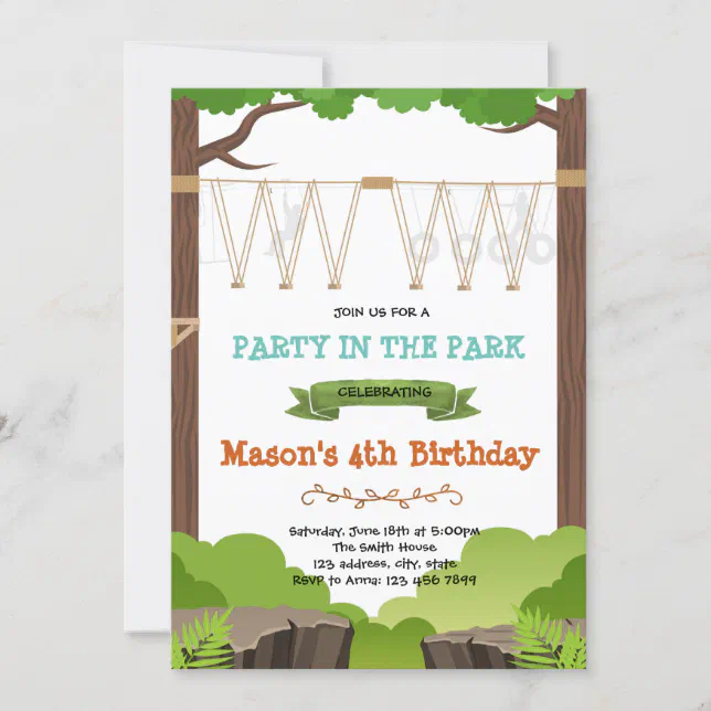 Rope walk activity birthday invitation | Zazzle