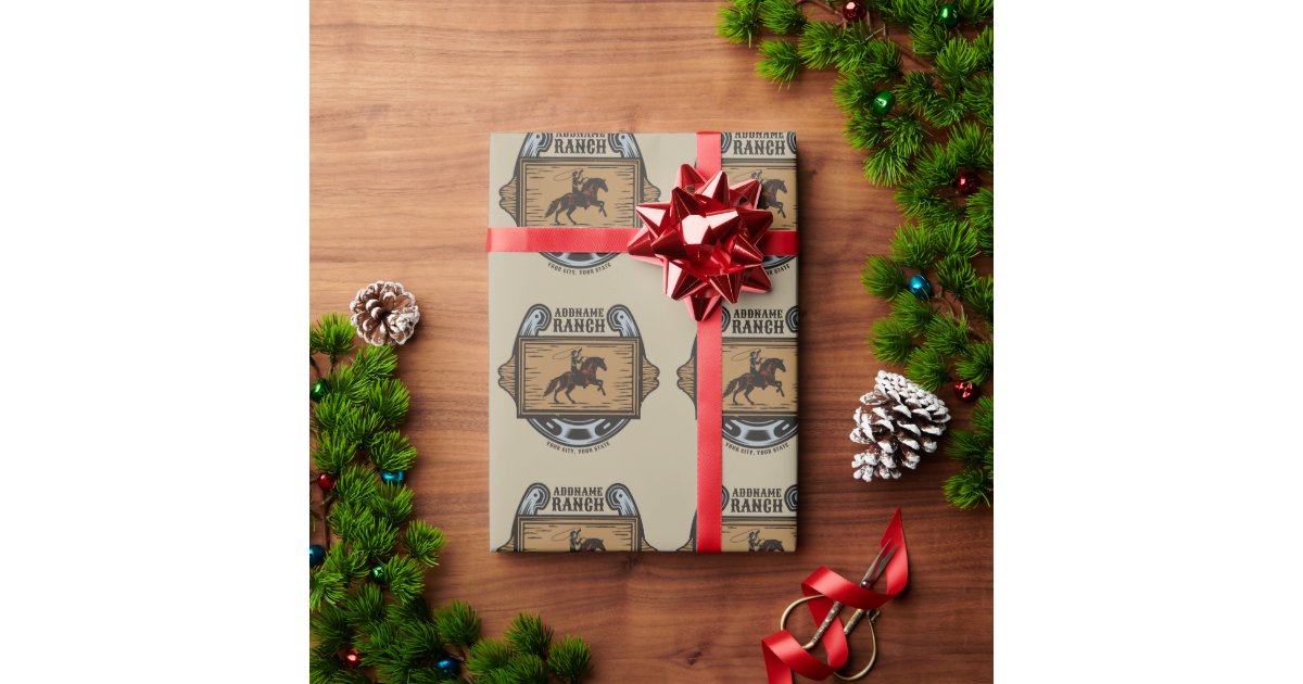 Roping Cowboy ADD NAME Western Family Horse Ranch Wrapping Paper | Zazzle