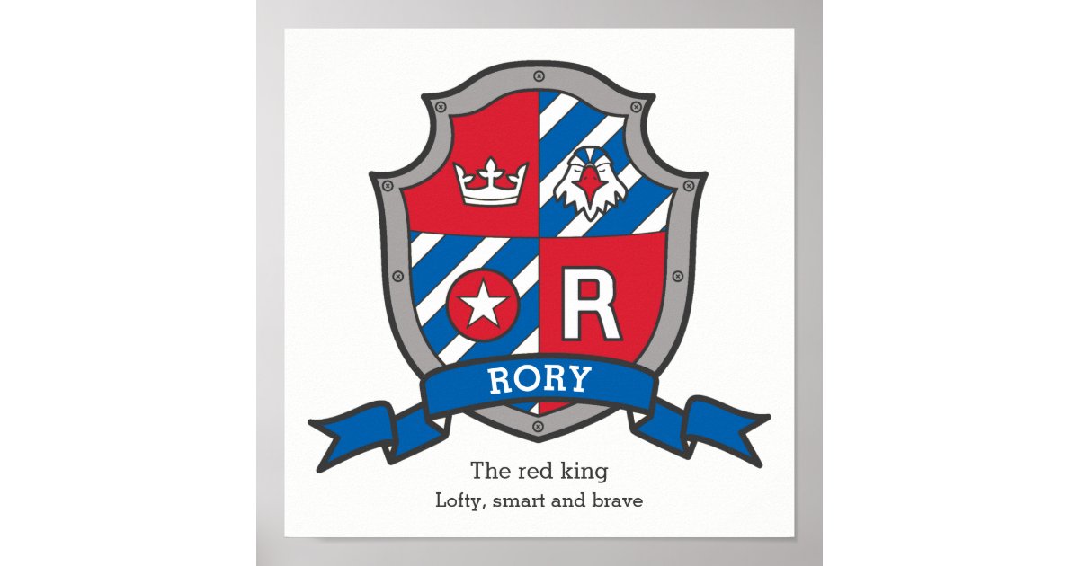 Rory boys name meaning heraldry shield poster | Zazzle
