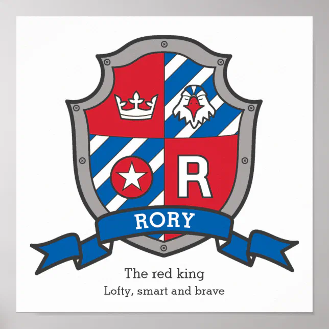 Rory boys name meaning heraldry shield poster | Zazzle