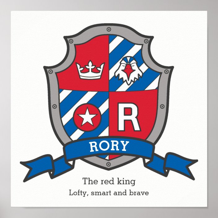 Rory boys name meaning heraldry shield poster | Zazzle