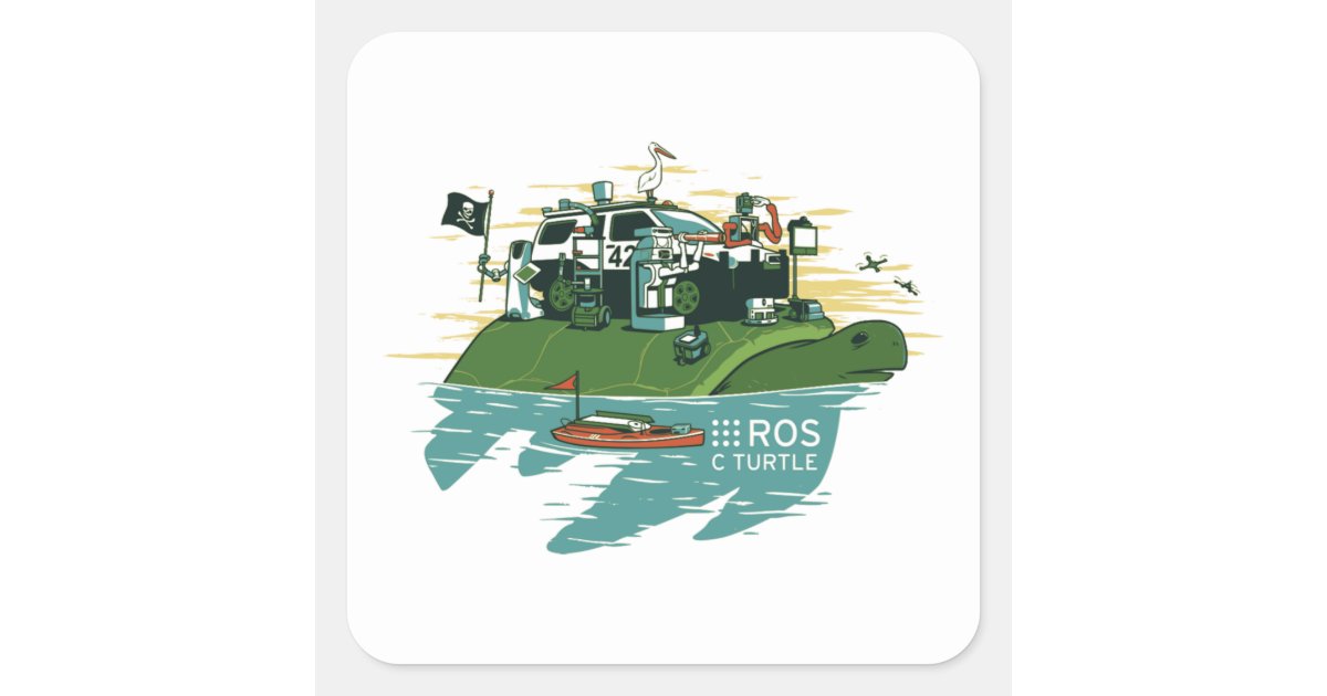ROS C Turtle Square Sticker | Zazzle