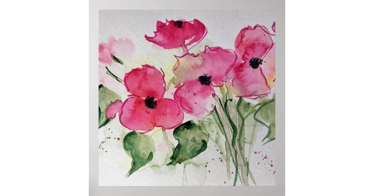 rosa Blumen Poster | Zazzle