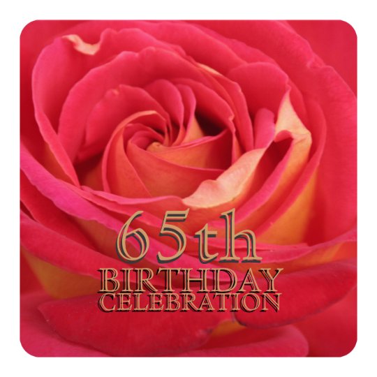 Rose 65th Birthday Celebration Custom Invitation | Zazzle.com