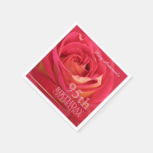 Rose 95th Birthday Celebration Paper Napkin 2 | Zazzle