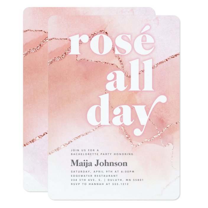 Rosé All Day Bachelorette Party Invitation | Zazzle.com