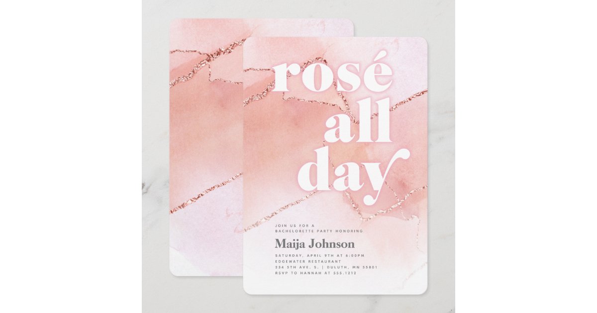 Rosé All Day Bachelorette Party Invitation | Zazzle