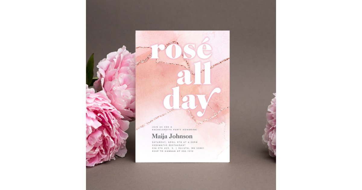 Rosé All Day Bachelorette Party Invitation | Zazzle