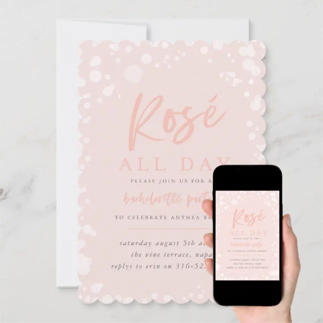 Rosé all day bachelorette party invitation | Zazzle