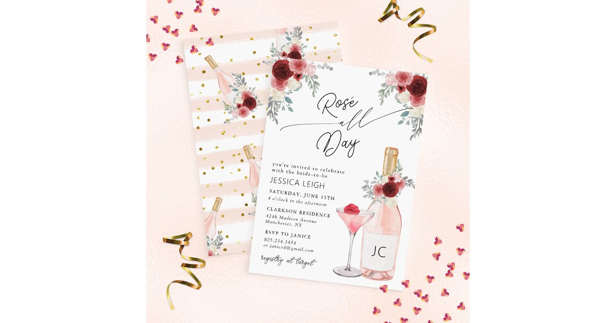 Rosé All Day Bridal Shower Invitation | Zazzle
