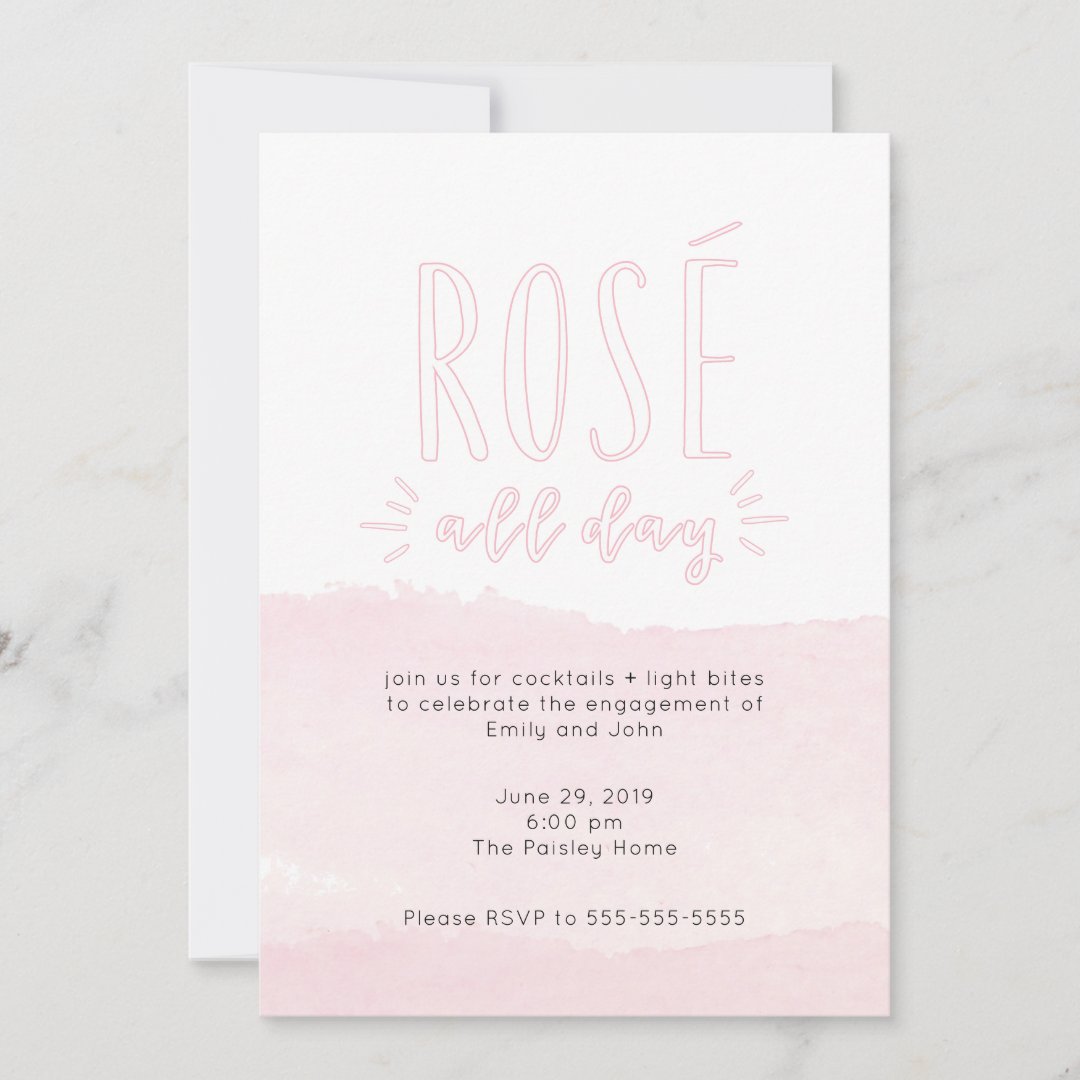 Rose All Day Watercolor Cocktail Party Invitation | Zazzle