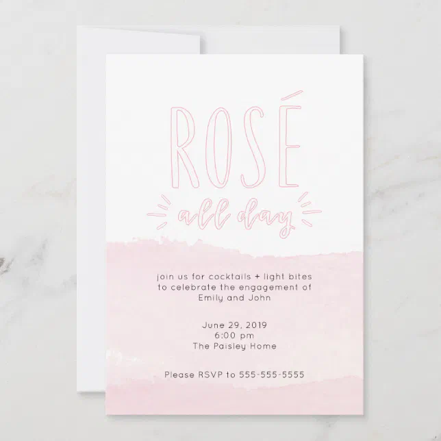 Rose All Day Watercolor Cocktail Party Invitation | Zazzle