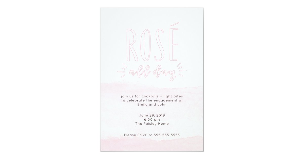 Rose All Day Watercolor Cocktail Party Invitation | Zazzle.com