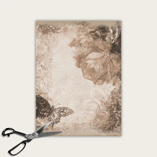 Rose and Butterfly Vintage Antique decoupage Tissue Paper | Zazzle