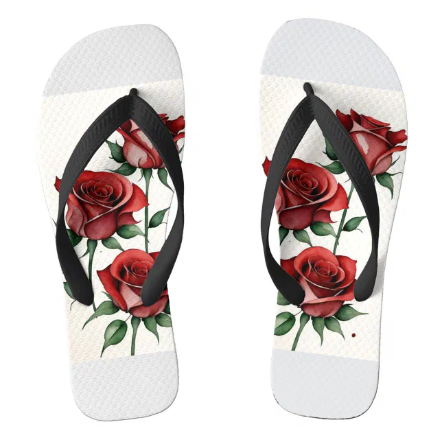 Rose Art Flip Flops | Zazzle