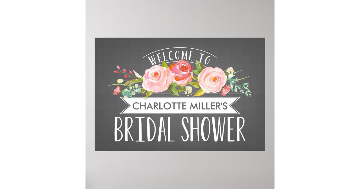 Rose Banner Bridal Shower Welcome Poster | Zazzle