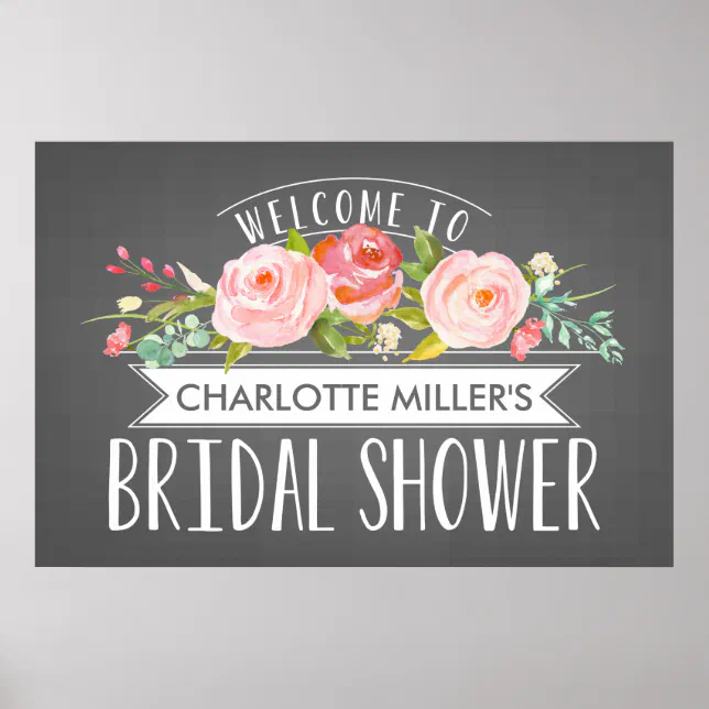 Rose Banner Bridal Shower Welcome Poster | Zazzle