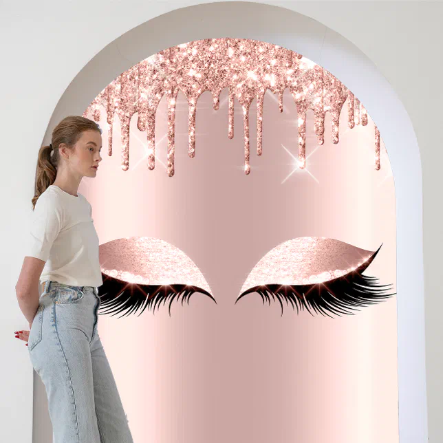 Rose Blush Glitter Drips Eyelashes Makeup Beauty Poster | Zazzle