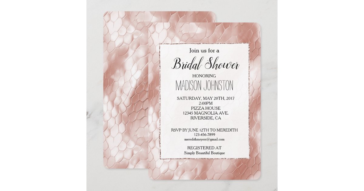 Rose Blush Pink White Snake Skin Invitation | Zazzle