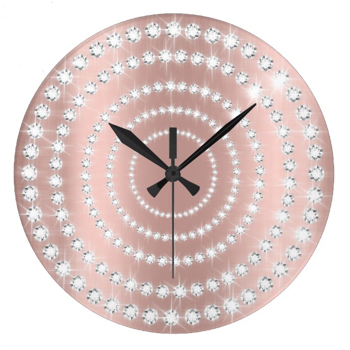 Rose Blush Vip Gray Silver Diamond Infinity Circle Large Clock | Zazzle.com