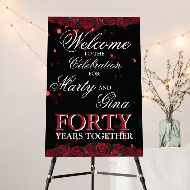 Rose Border Anniversary Foam Board Welcome Sign | Zazzle