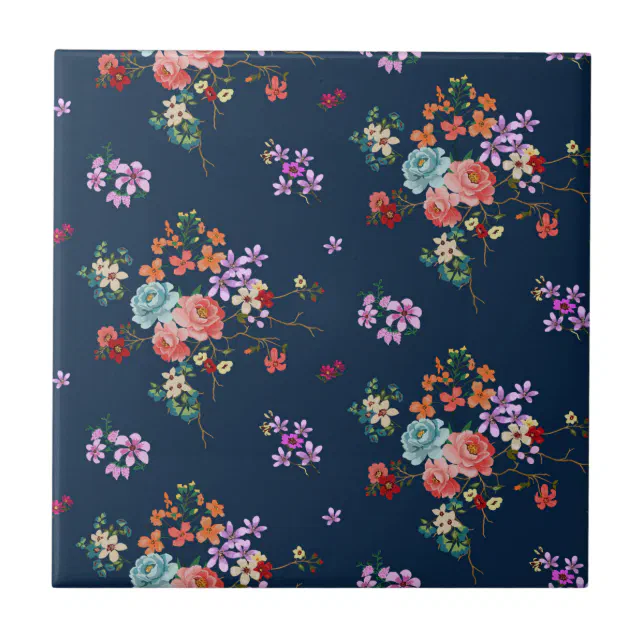 Rose Bouquet Floral Pattern Ceramic Tile | Zazzle