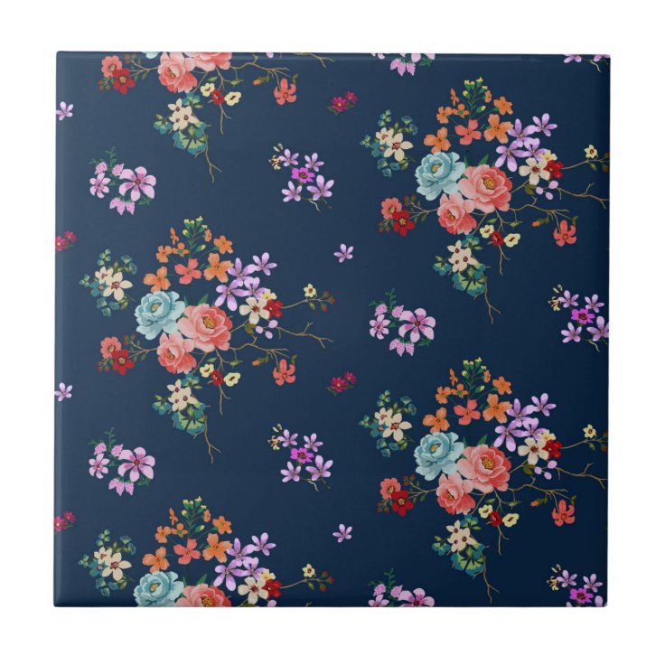 Rose Bouquet Floral Pattern Ceramic Tile | Zazzle