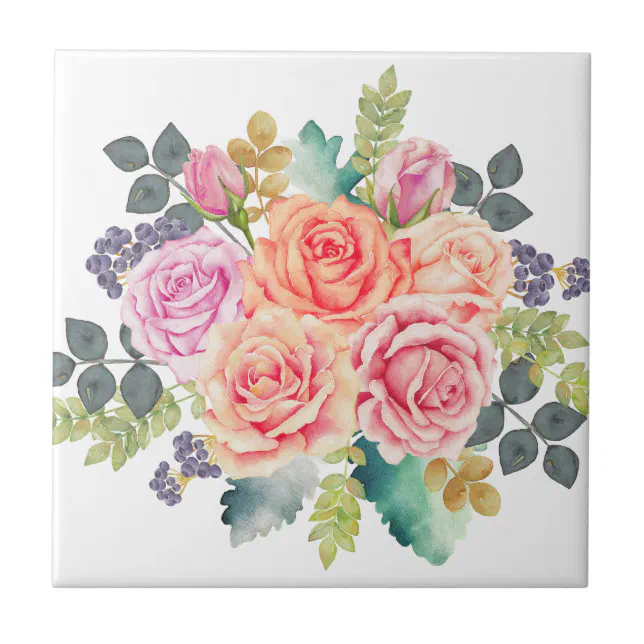 Rose Bouquet Tile | Zazzle