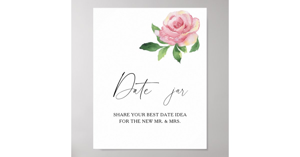 Rose - date night ideas. Date jar bridal game Poster | Zazzle