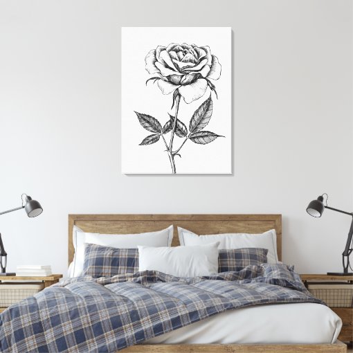 Rose drawing canvas print | Zazzle