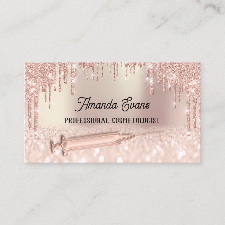 Rose Drips Glitter Injection Botox Hyaluronic Acid Appointment Card ...