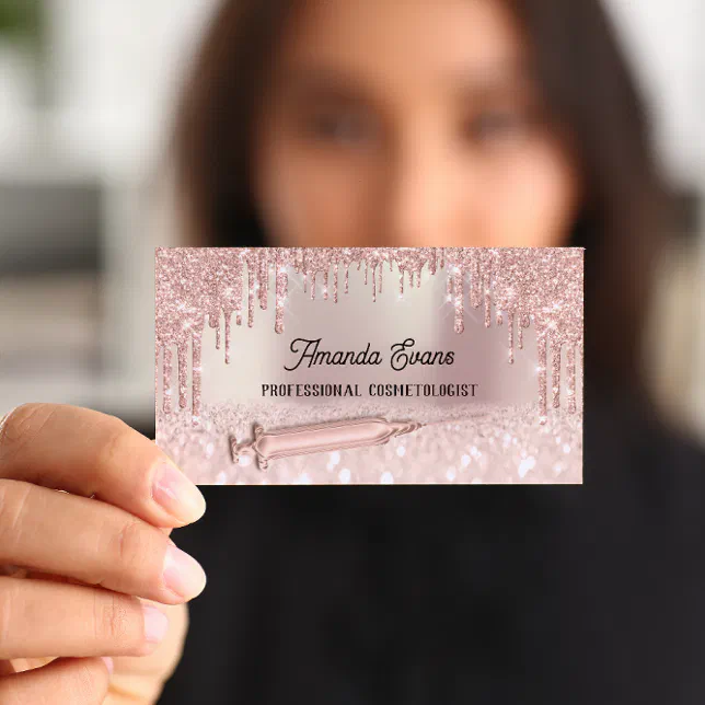 Rose Drips Glitter Injection Botox Hyaluronic Acid Appointment Card ...