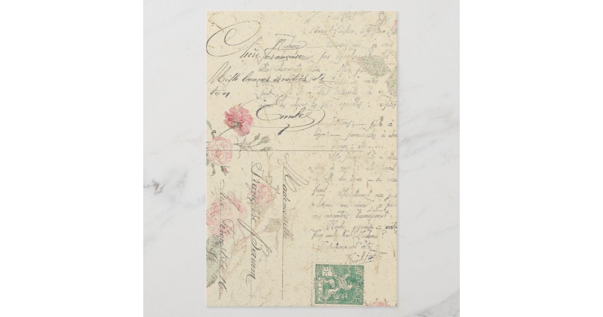 Rose Floral French Ephemera Stationery | Zazzle