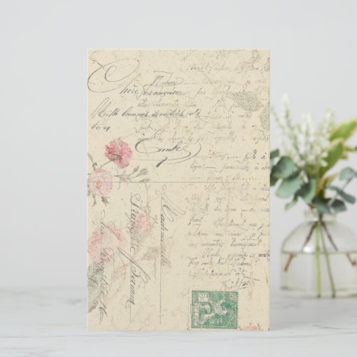 Rose Floral French Ephemera Stationery | Zazzle