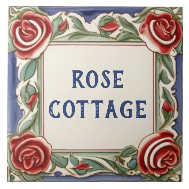 Rose Flower Custom House Name Plate Sign Plaque Ceramic Tile | Zazzle