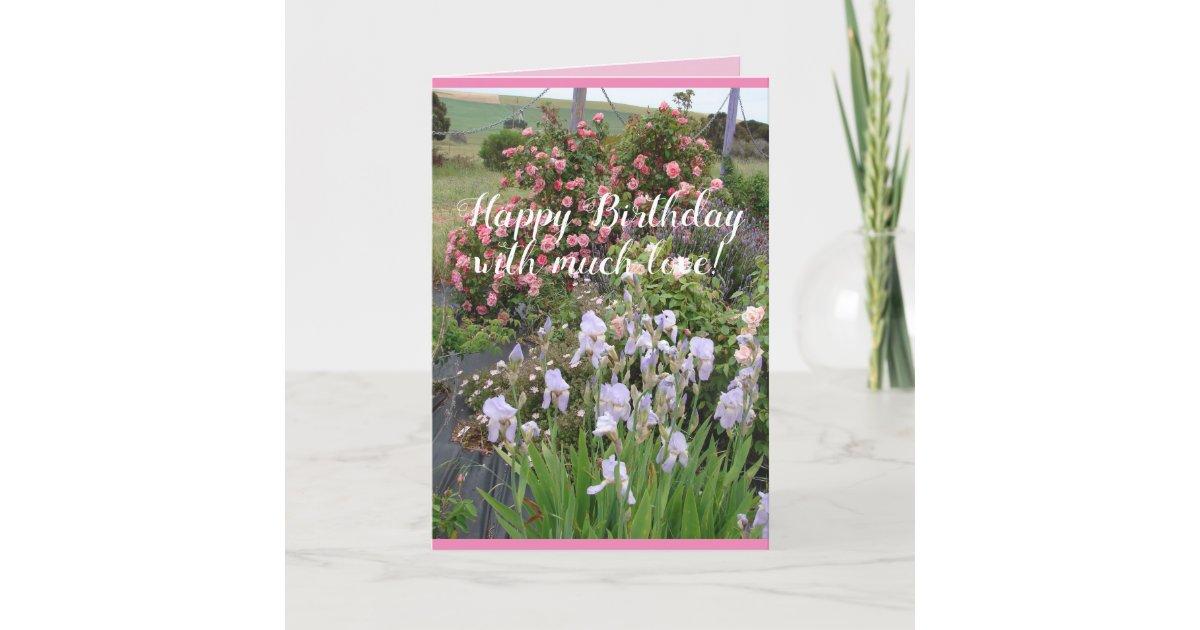 Rose Flower Garden floral Happy Birthday Card | Zazzle.com