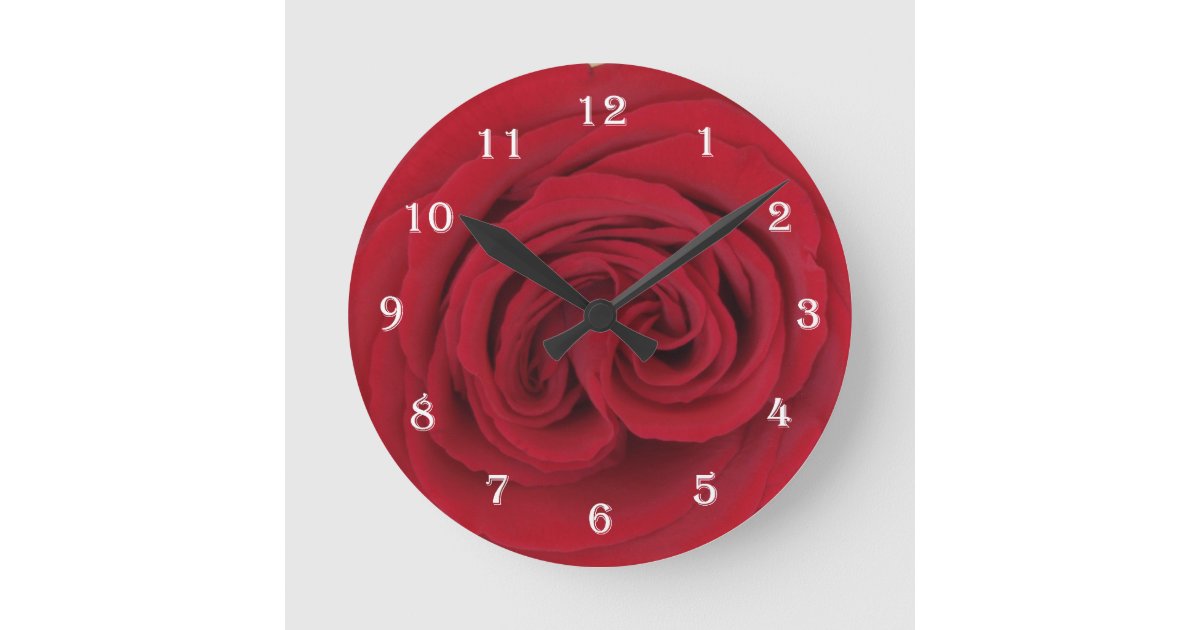 Rose Flower Wall Clock -- Red Rose | Zazzle
