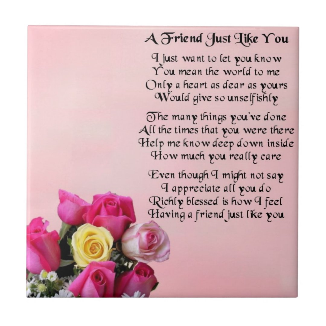 Rose - Friend Poem Tile | Zazzle