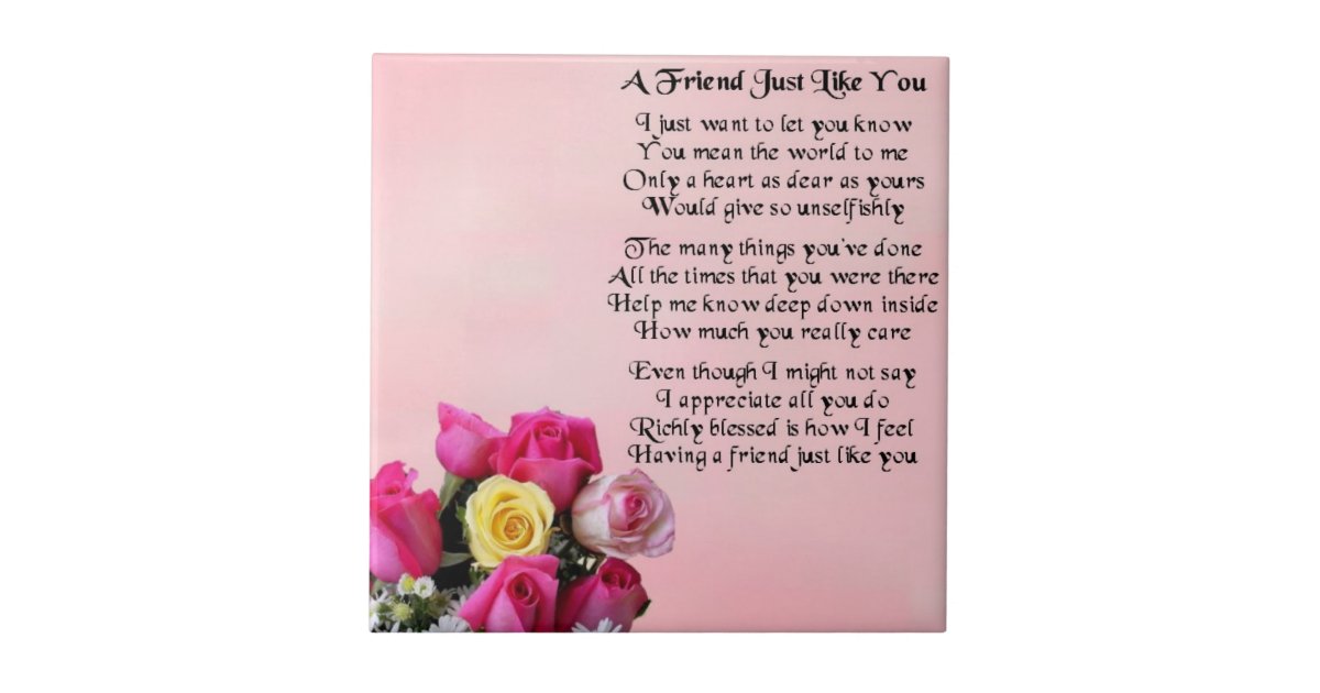 Rose - Friend Poem Tile | Zazzle