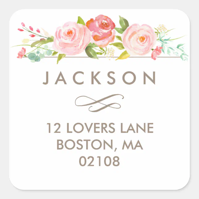 Rose Garden Floral Address Sticker | Zazzle