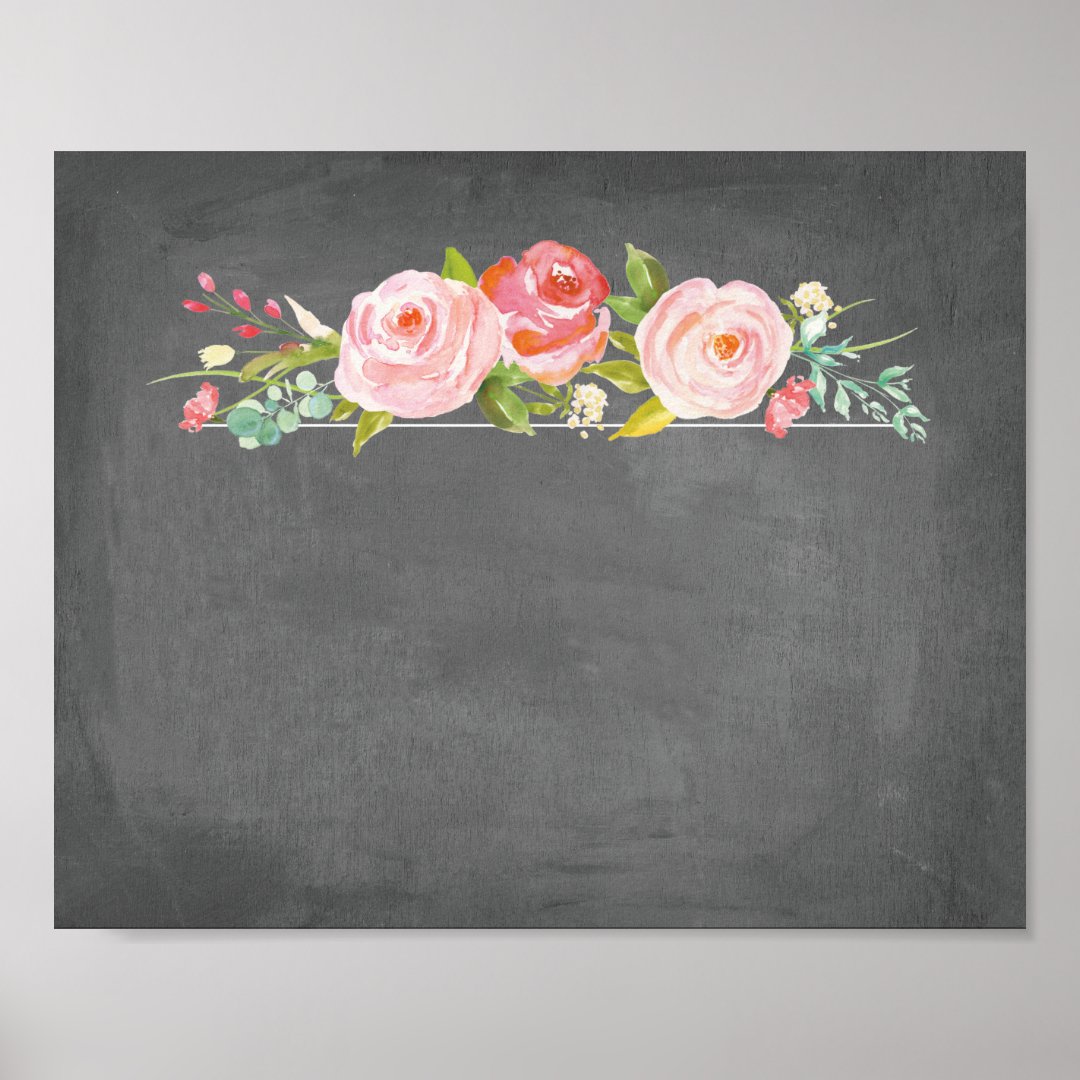Rose Garden Floral Chalkboard Blank Sign | Zazzle