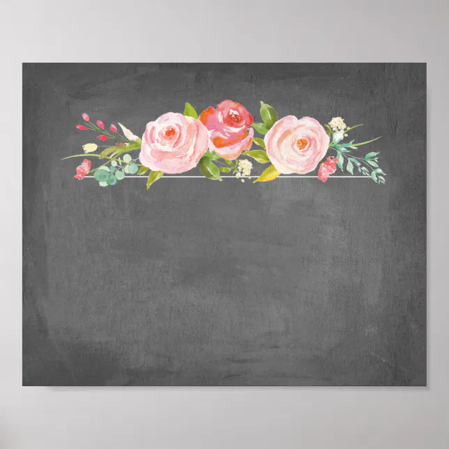 Rose Garden Floral Chalkboard Blank Sign | Zazzle
